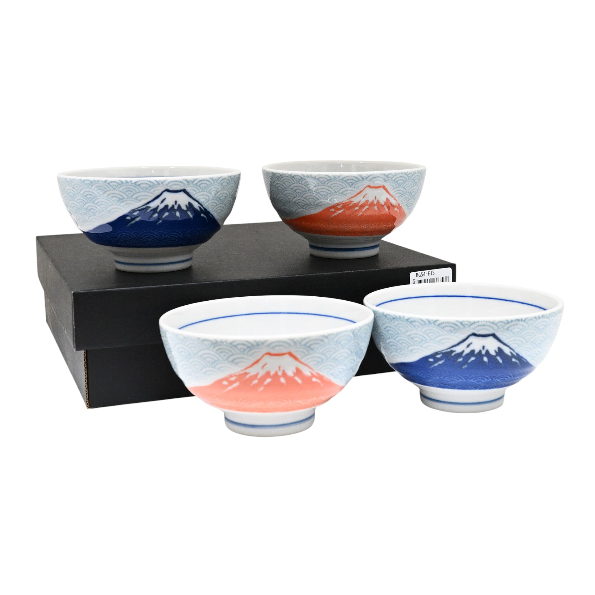 4 Piece Rice Bowl Set Fuji Seigaiha Design Assorted Color JP (1/12 ...