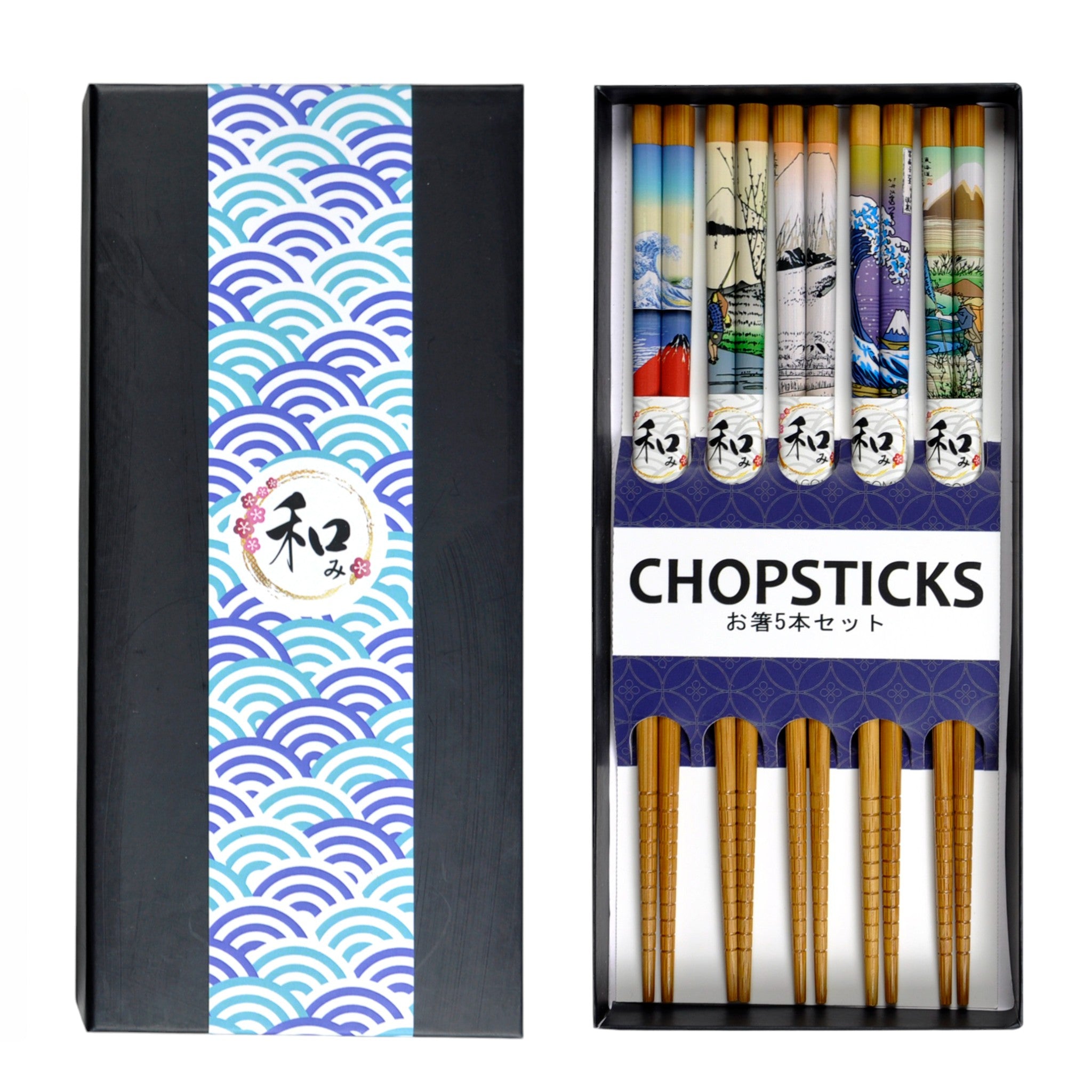 5 Piece Chopsticks Set Hokusai Art with Gift Box (10/100) – UrbanTokyo
