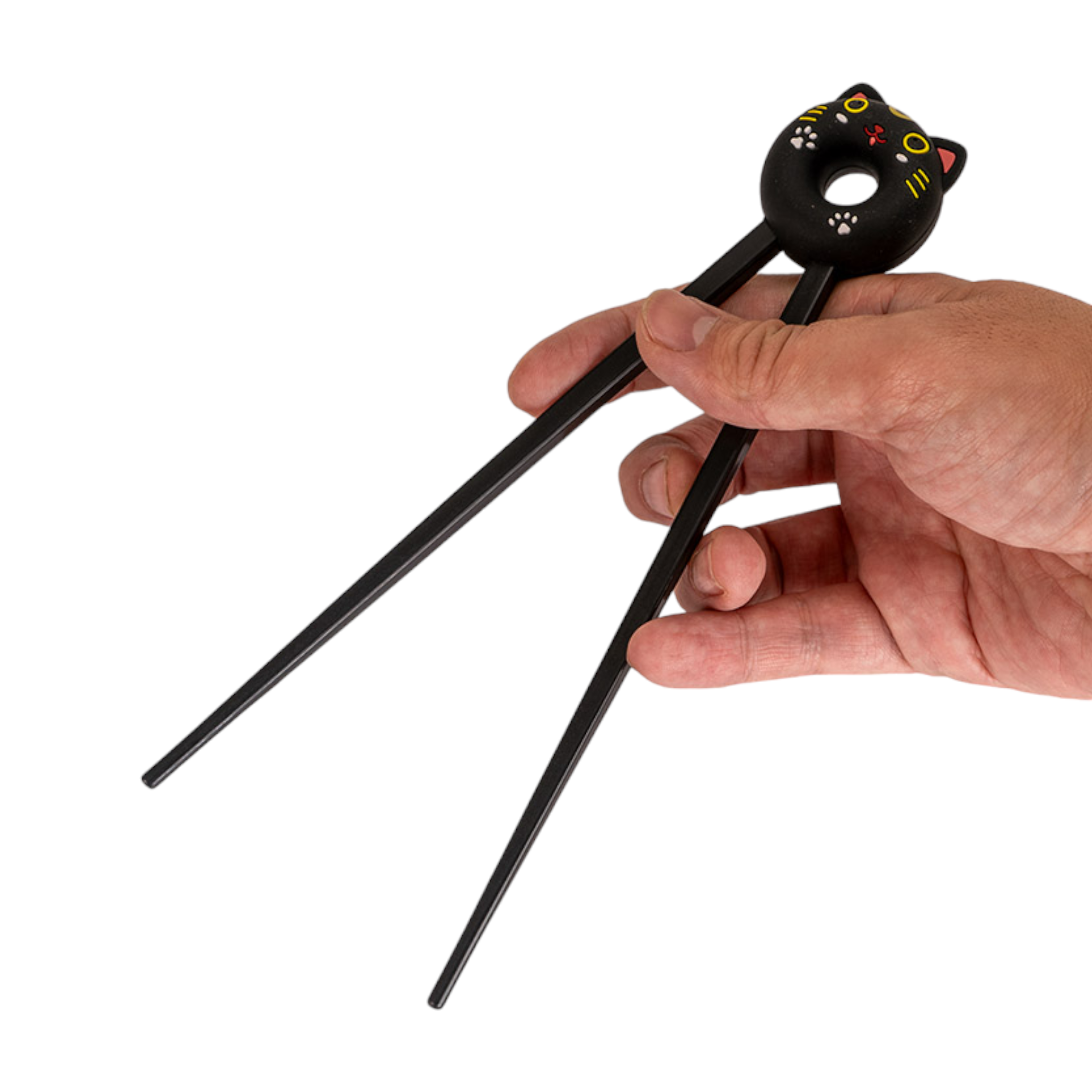 Round Lucky Cat Training Chopsticks Black Silicone Topper (6/24/480 ...